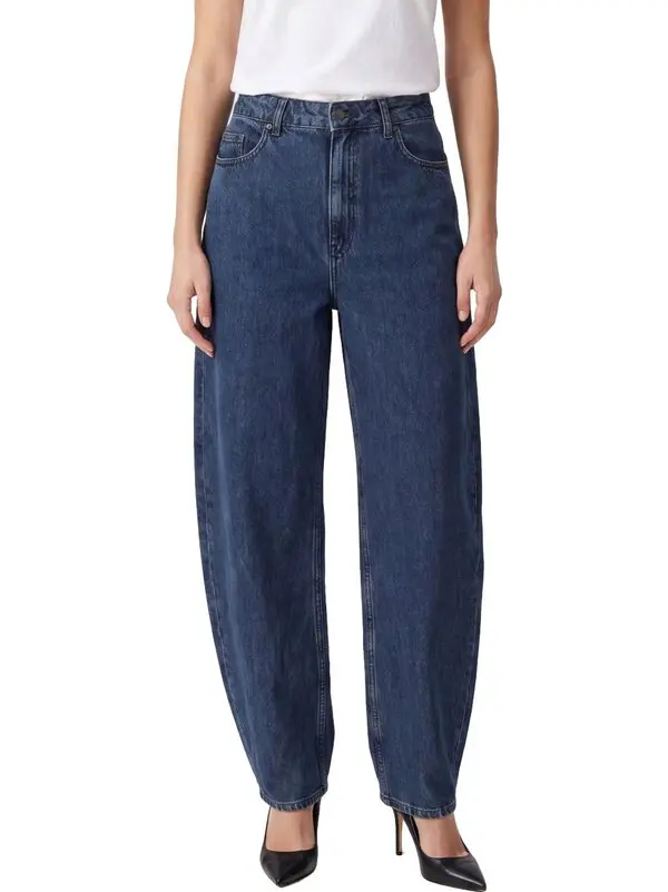 ROTATE BY BIRGER CHRISTENSEN High-waisted Baggy Jeans In Organic Cotton Denim - Blue