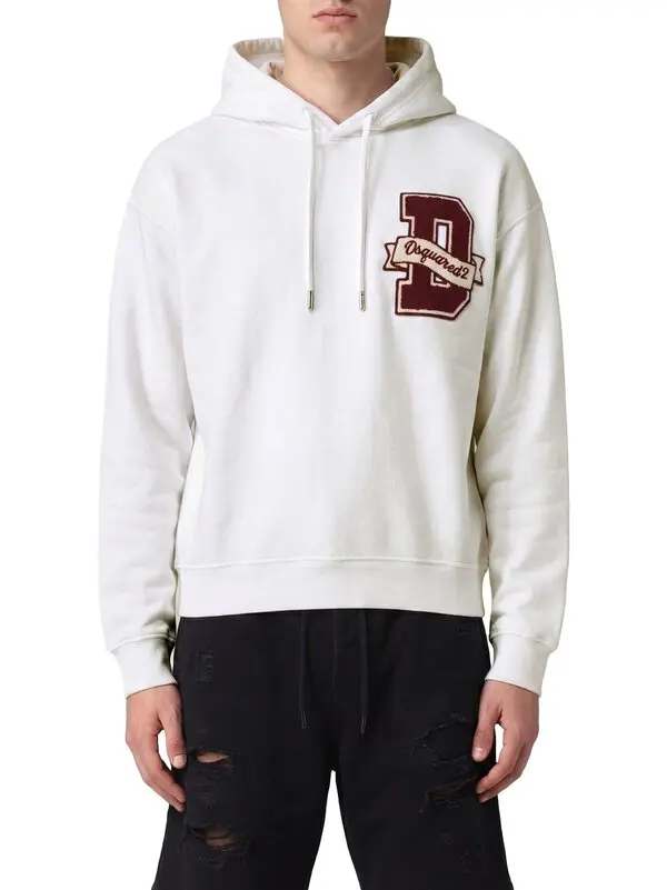 Dsquared2 Cotton Hoodie With Contrast Logo - White