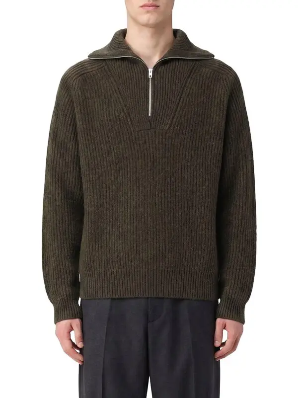 JIL SANDER High Neck Half-zip Jumper In Pure Wool - Green