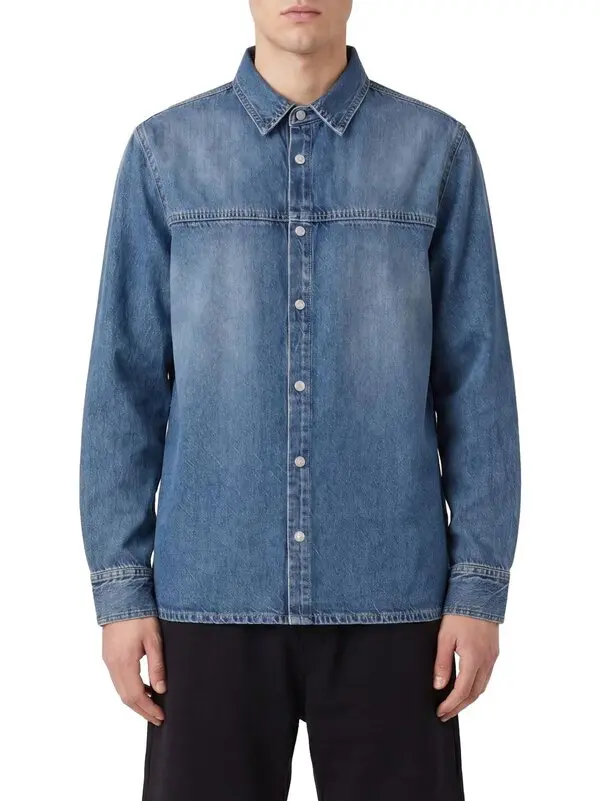 COUNTY OF MILAN Long-sleeved Monogram Print Shirt - Denim
