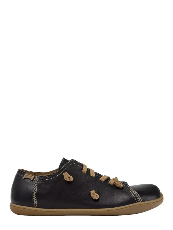 Camper Leather Slip-on Trainers With Embroidered Detail - Black