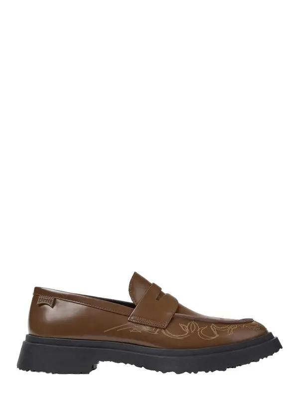 Camper Walden Graphic Print Smooth Leather Loafers With Strap - Brown