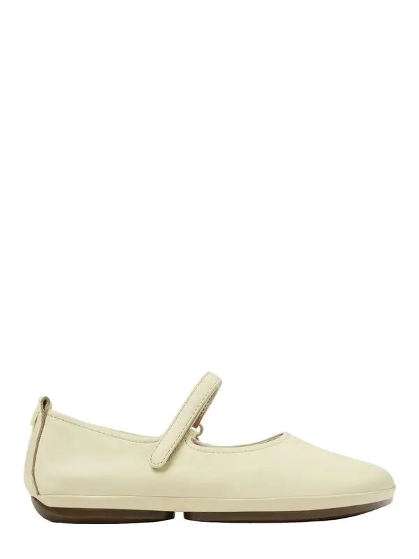 Camper Right Nina Mary Jane Calfskin Flats With Hook-and-loop Closure - Beige