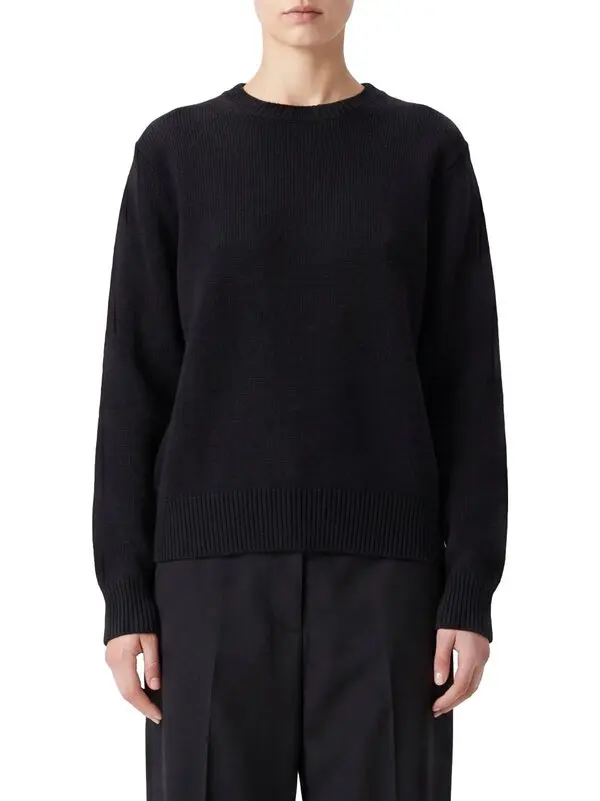 TOTEME Dropped Shoulder Cotton Crewneck Jumper - Black