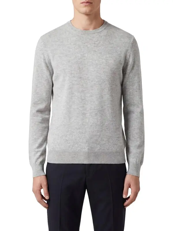 Canali Long-sleeved Crewneck Jumper In Pure Cashmere - Grey