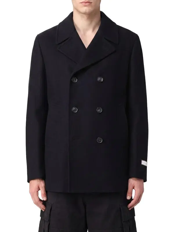 Canali Double-breasted Peacoat In Pure Virgin Wool - Navy
