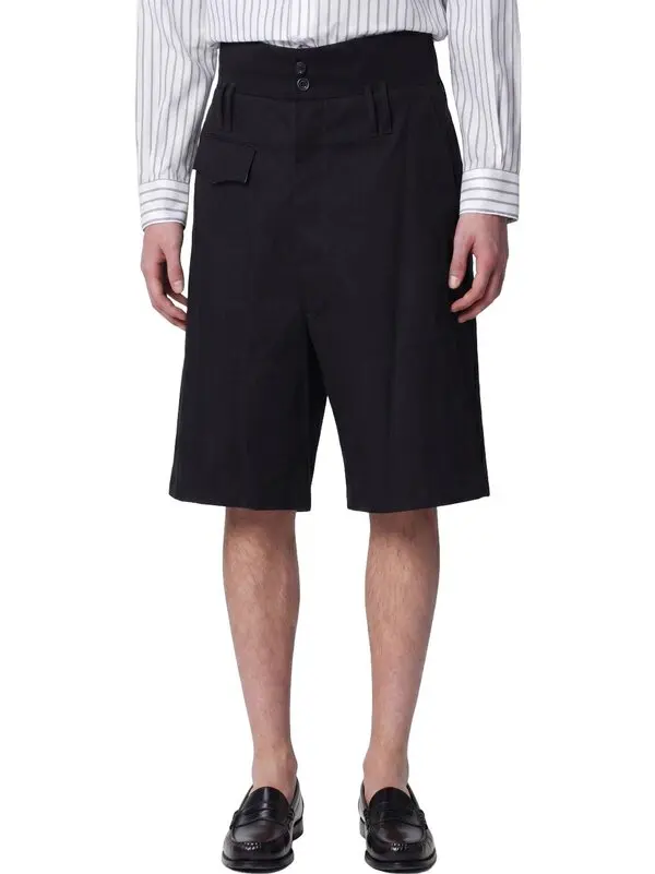 NAMACHEKO High-waisted Tailored Cotton Shorts - Black