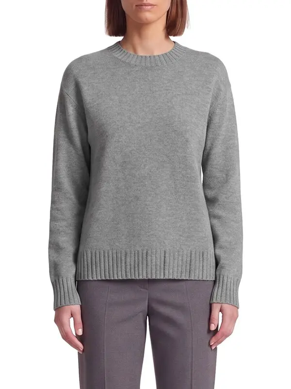 Fabiana Filippi Virgin Wool Silk And Cashmere Crewneck Jumper With Monili - Grey