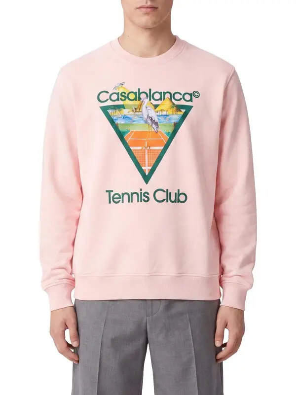 Casablanca Organic Cotton Crewneck Jumper With Contrasting Logo - Pink