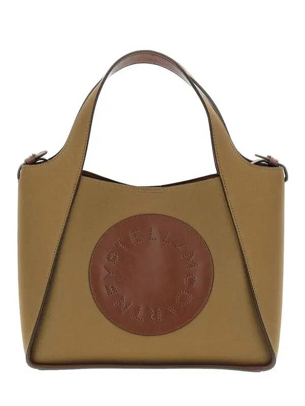 Stella McCartney Logo Canvas Handbag With Removable Pouch - Beige