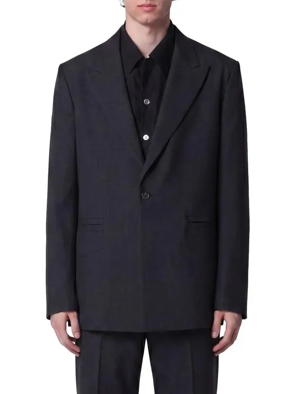 NAMACHEKO Single-breasted Peak Lapel Blazer In Pure Wool - Black
