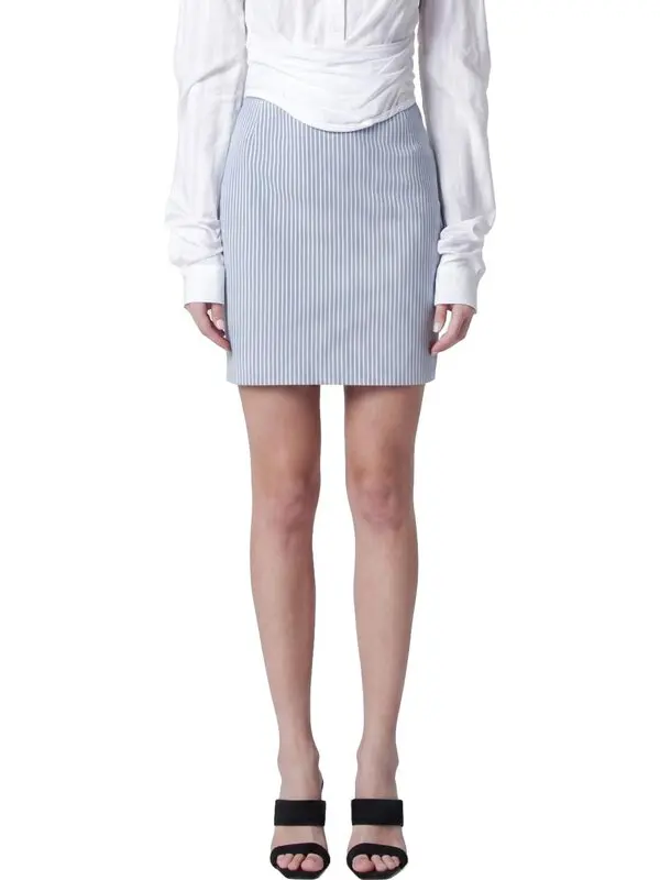 VIVIENNE WESTWOOD Striped Cotton Mini Pencil Skirt - Blue