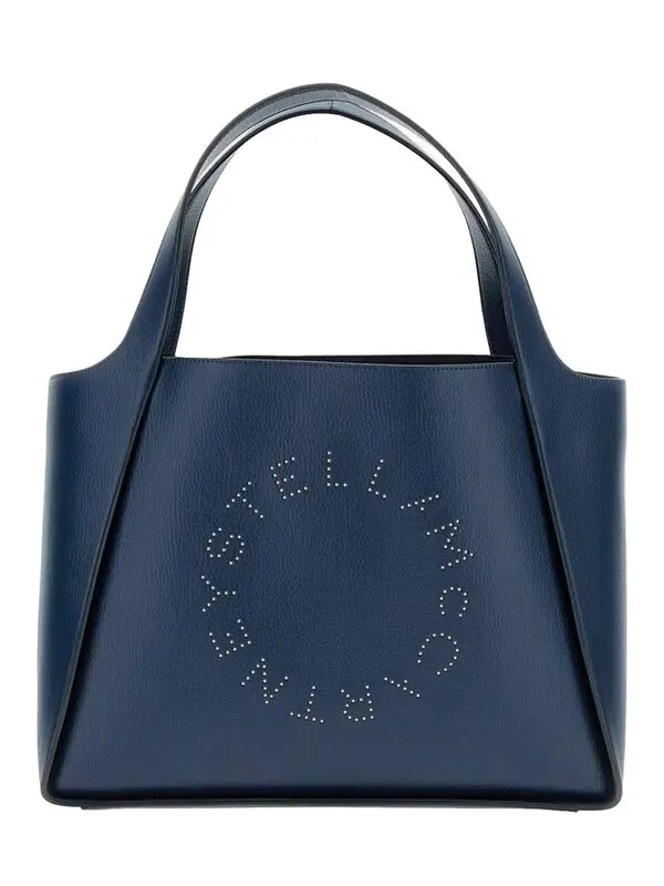 Stella McCartney Studded Logo Faux Leather Tote Bag With Pouch - Blue