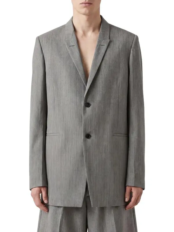 Rick Owens Peak Lapel Single-breasted Wool Blazer - Grey