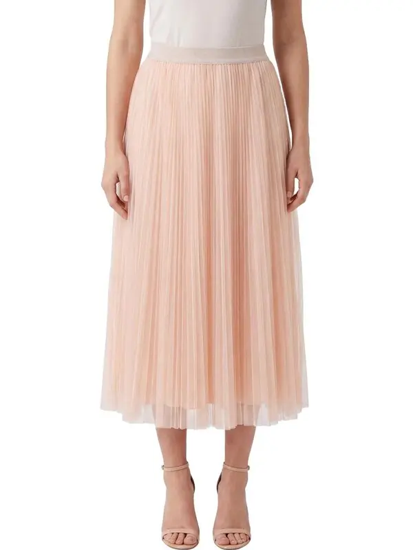 Fabiana Filippi Pleated Crêpe Midi Skirt With Elasticated Waist - Beige
