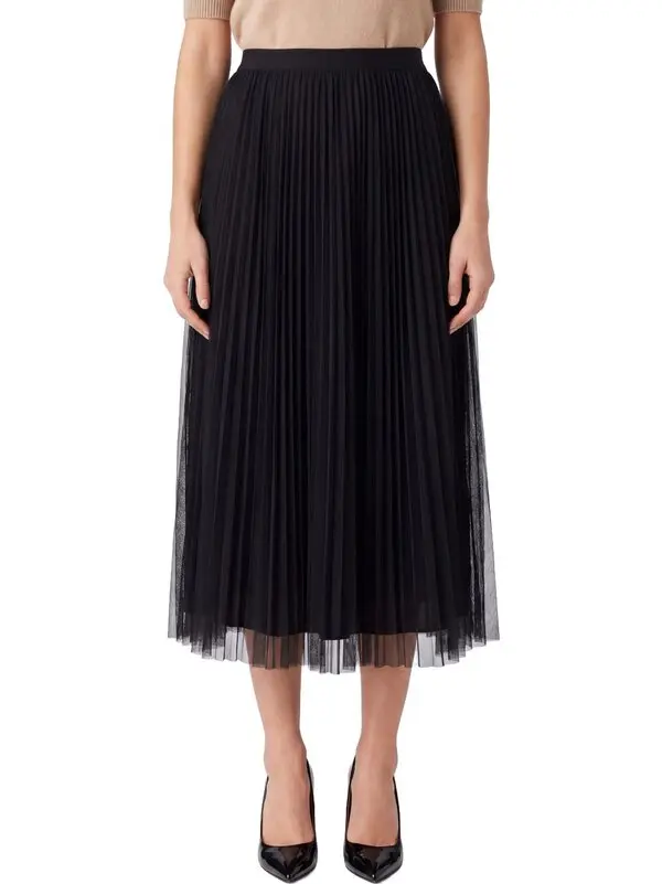Fabiana Filippi Pleated Crêpe Midi Skirt With Elasticated Waist - Black
