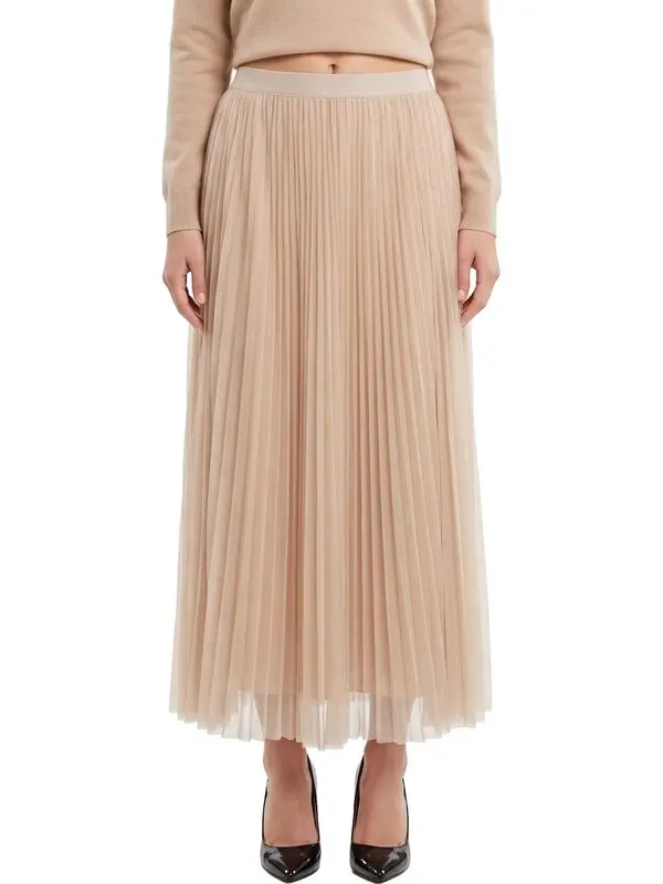 Fabiana Filippi Pleated Crêpe Midi Skirt With Elasticated Waist - Brown