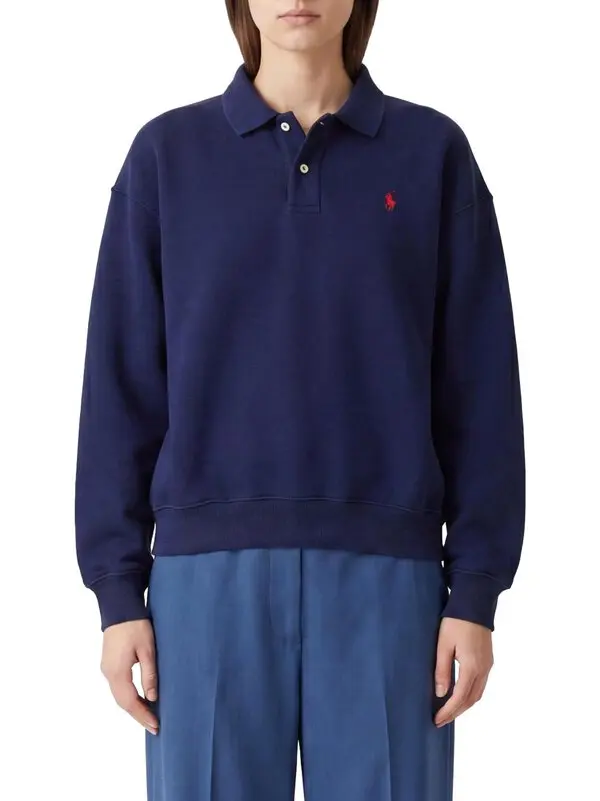 Polo Ralph Lauren Embroidered Logo Cotton-blend Sweatshirt - Blue