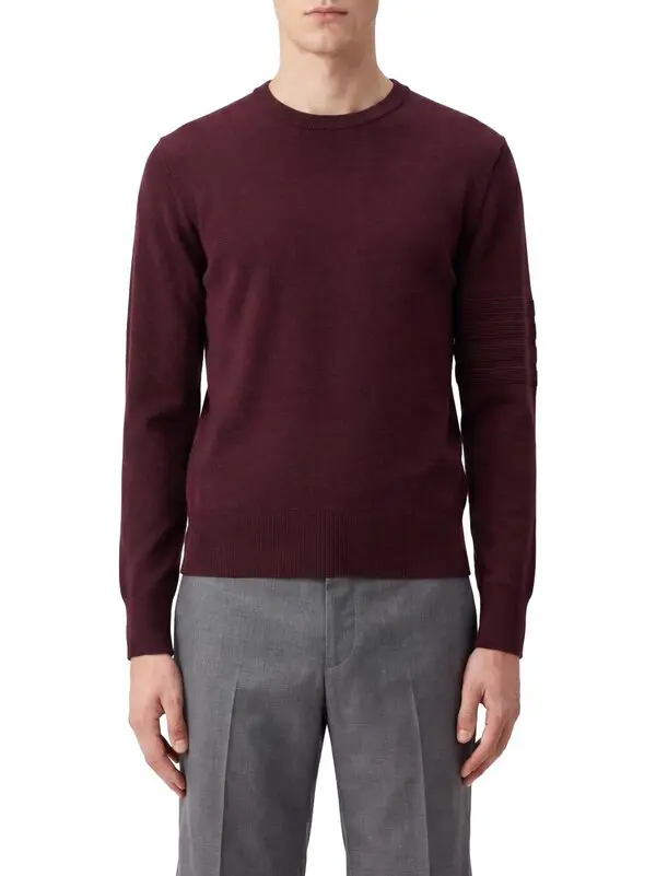 Thom Browne Long-sleeve Virgin Wool And Linen Blend Crewneck Jumper - Red