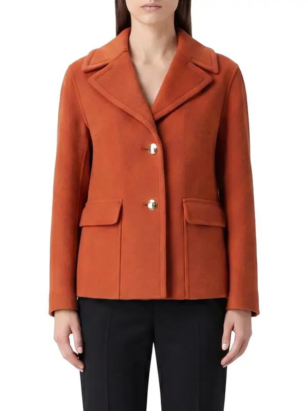 Max Mara Short Single-breasted Virgin Wool Coat - Orange