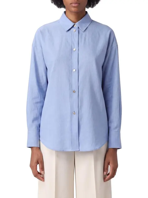 Max Mara Slim Fit Long-sleeve Cotton Shirt - Blue
