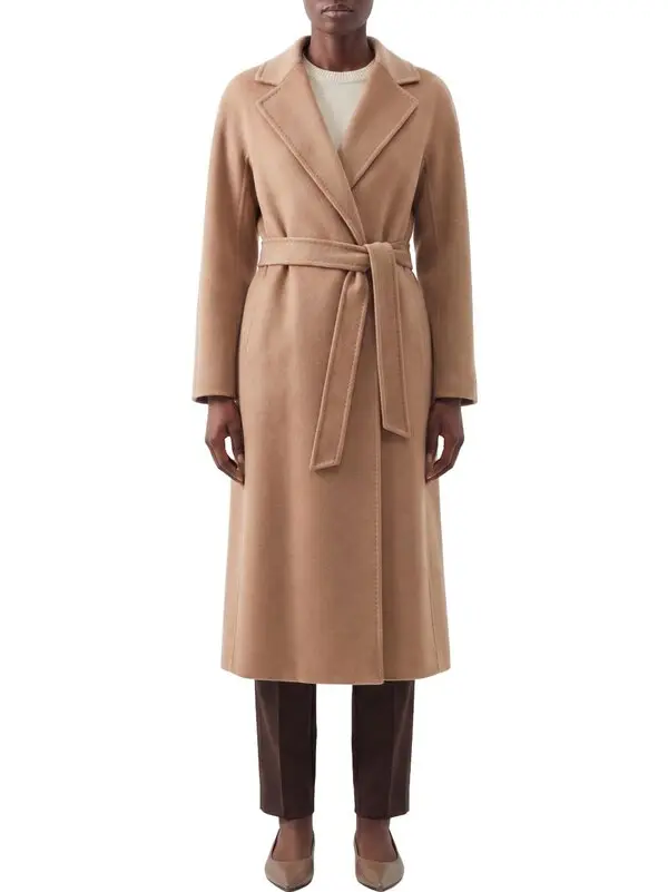 Max Mara S Virgin Wool Long Robe Coat - Camel