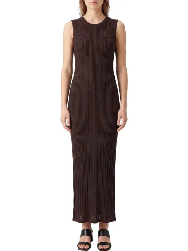 ATOMO FACTORY Off-the-shoulder Ribbed Midi Dress - Dark