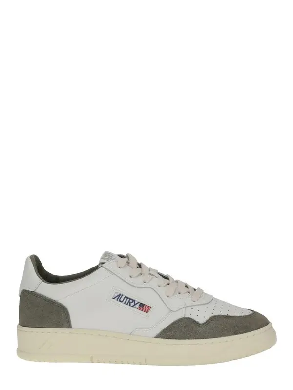 AUTRY Medalist Low Two-tone Calfskin And Suede Trainers - Bianco 3