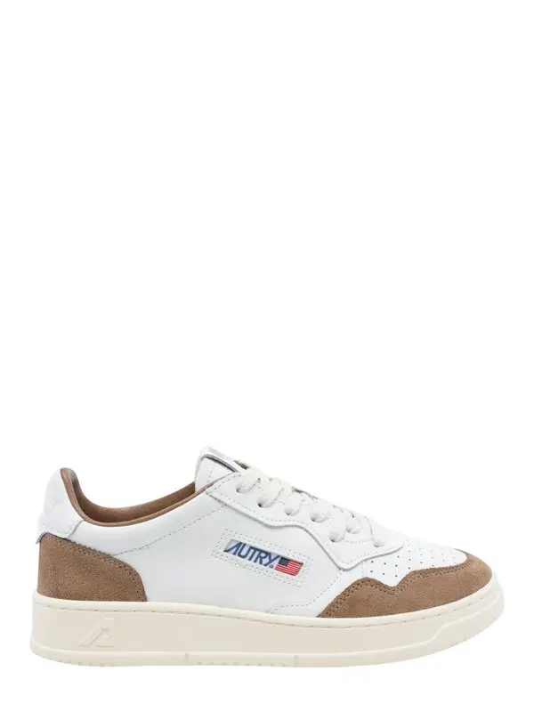 AUTRY Medalist Low Two-tone Calfskin And Suede Trainers - White