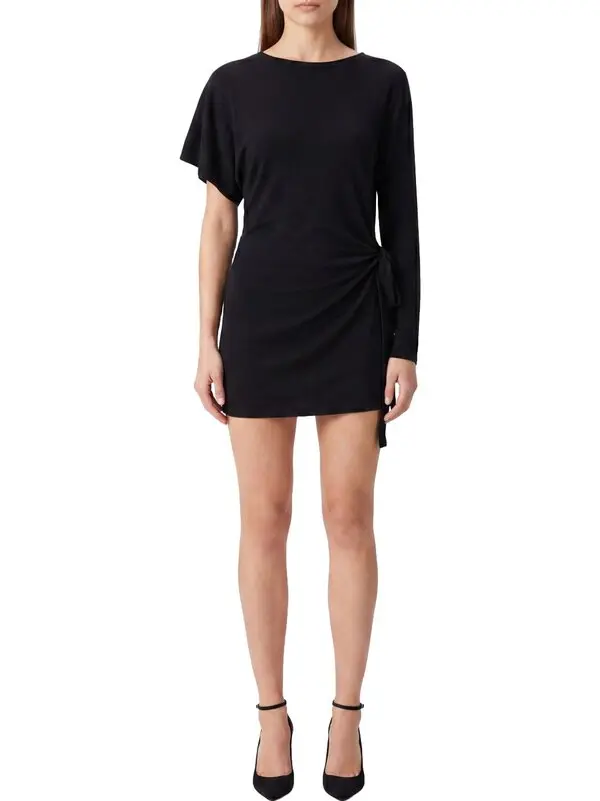 Liviana Conti Asymmetric One-shoulder Mini Dress In Viscose Blend - Black