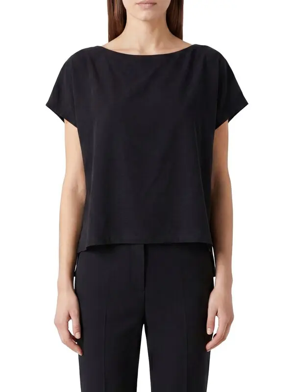 Liviana Conti Pure Cotton Dropped Shoulder T-shirt - Black