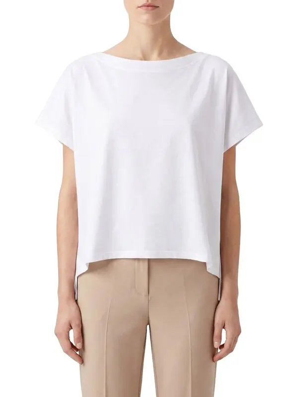Liviana Conti Pure Cotton Dropped Shoulder T-shirt - White