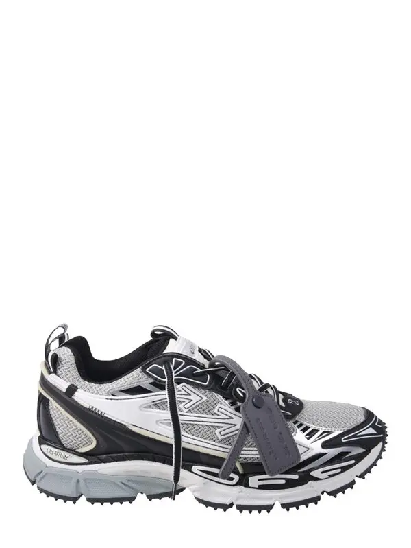 Off-White Bicolour Mesh Trainers With Notched Sole - Grey