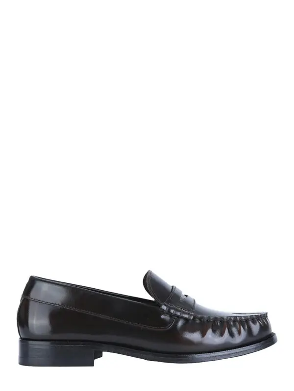 ALOHAS Brushed Leather Loafers With Strap - Coffee