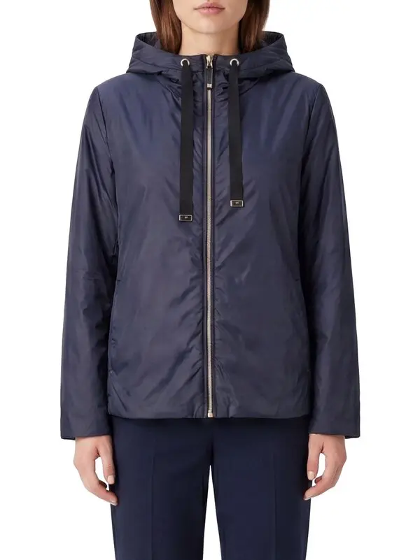 Max Mara Hooded Short Technical Fabric Windbreaker - Blue