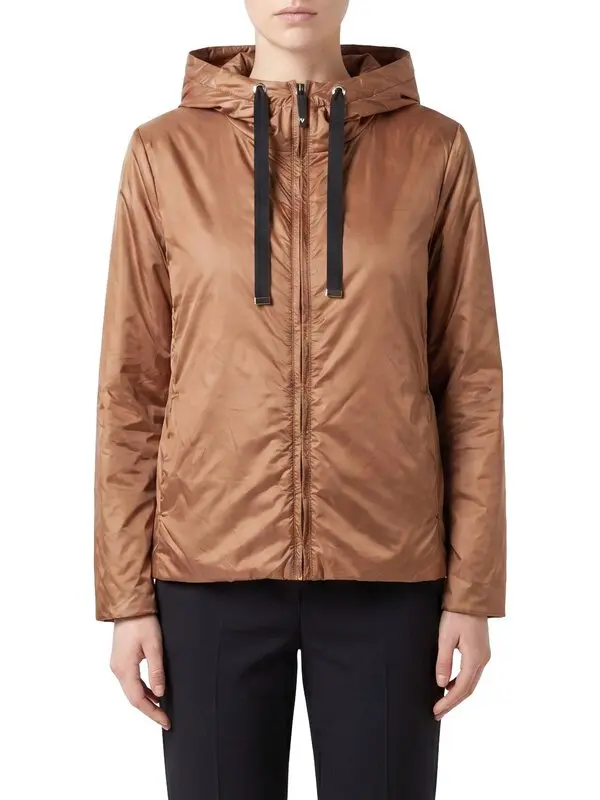 Max Mara Hooded Short Technical Fabric Windbreaker - Brown