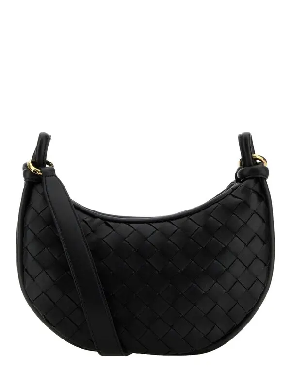 Bottega Veneta Gemelli Intrecciato Lambskin Crossbody Bag - Black
