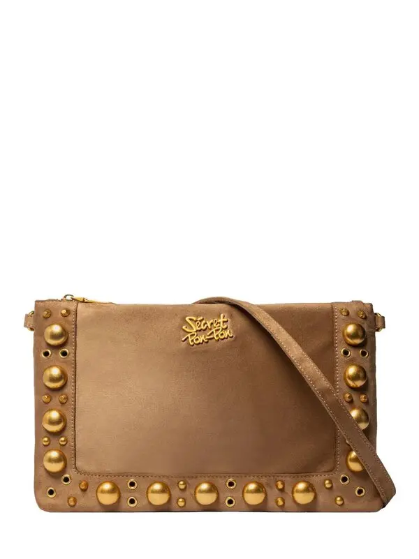 SECRET PON-PON Studded Leopard Print Crossbody Bag - Leather