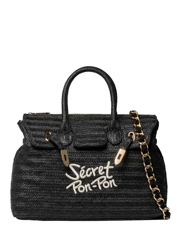 SECRET PON-PON Woven Handbag - Black