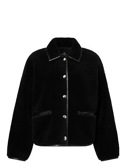 ANINE BING Camden Collared Fleece Jacket - Black
