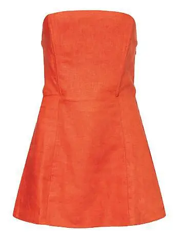 REFORMATION Aurina Strapless Linen Top - Chili Mango