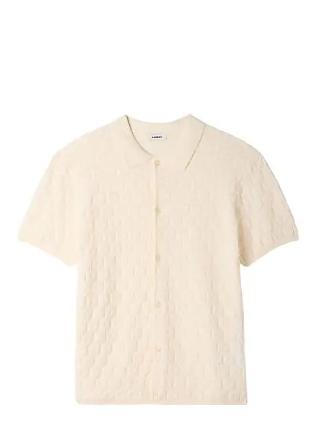 Sandro Terry Short-sleeve Knitted Cardigan - Ecru