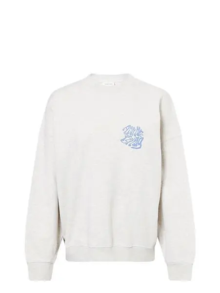 ANINE BING Miles Wave-logo Cotton Sweatshirt - Grey