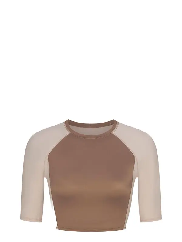 NIKESKIMS Shine Padded Half-sleeve Crop Top - Tan