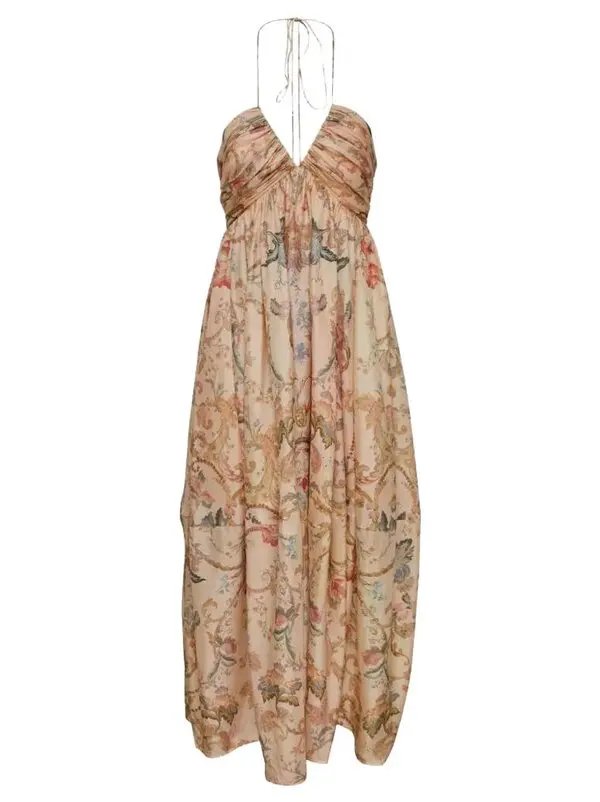 Zimmermann Roselight Halterneck Maxi Dress - Neutrals