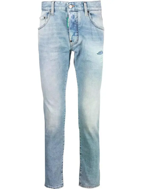 Dsquared2 Skinny Washed Denim Jeans - Blue