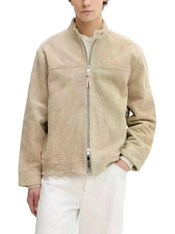 ALLSAINTS Felix Suede Band-collar Jacket - Neutrals