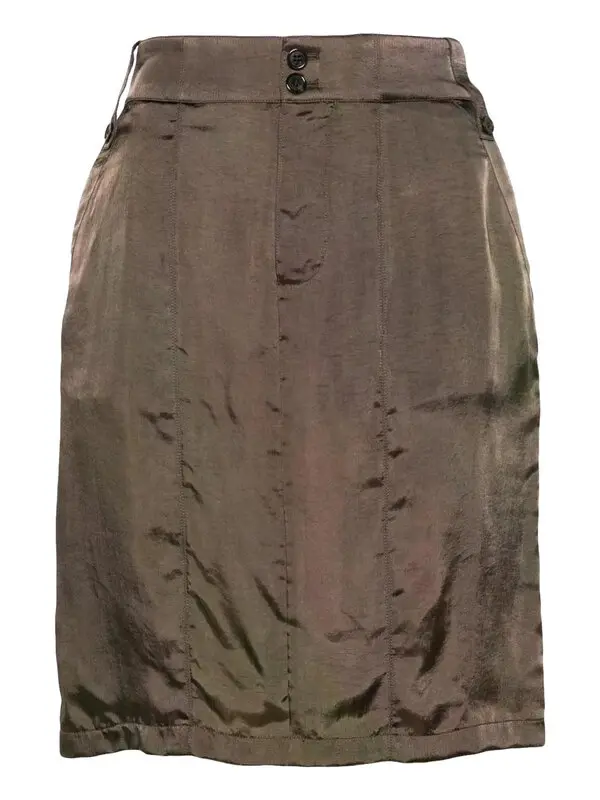 Saint Laurent Satin Button-up Miniskirt - Brown