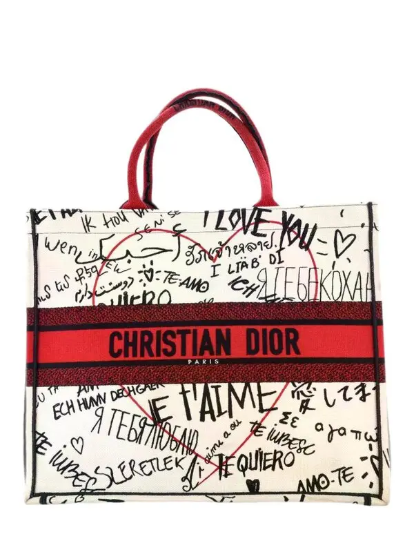Dior Embroidered Canvas Medium Tote Bag - Multicolour