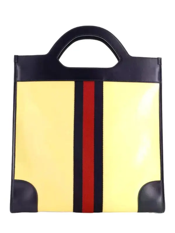 Gucci Gg Coated Canvas And Leather Large Tote Bag With Cut-out Handle - Yellow